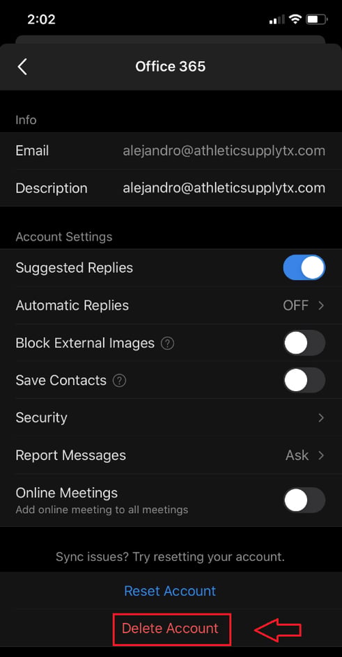 How to remove and add email accounts in the iPhone Outlook App