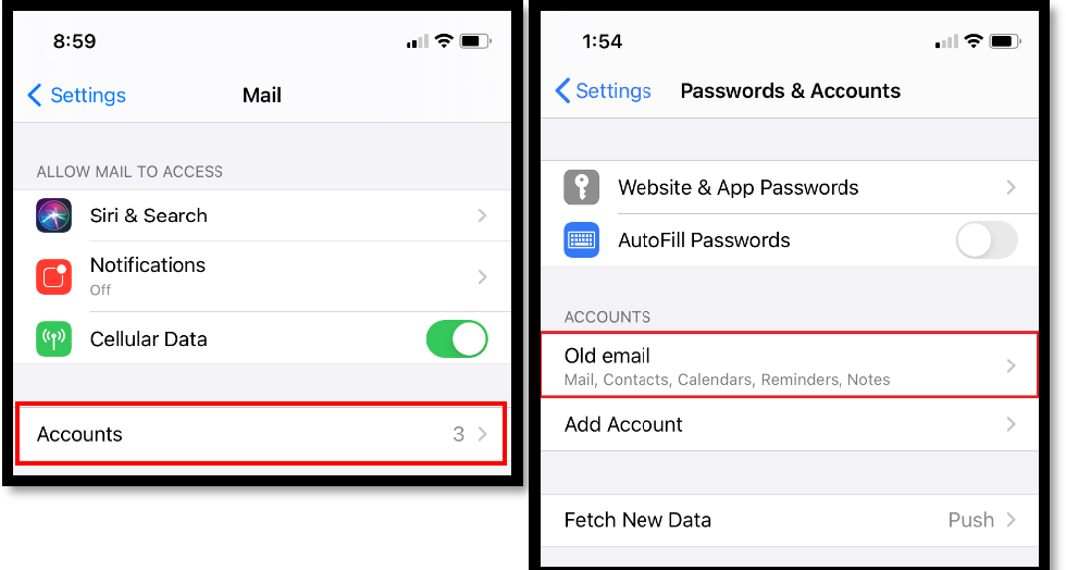 How to remove and add email accounts in the iPhone Mail app