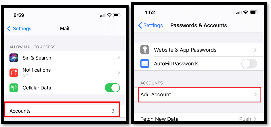 How to remove and add email accounts in the iPhone Mail app